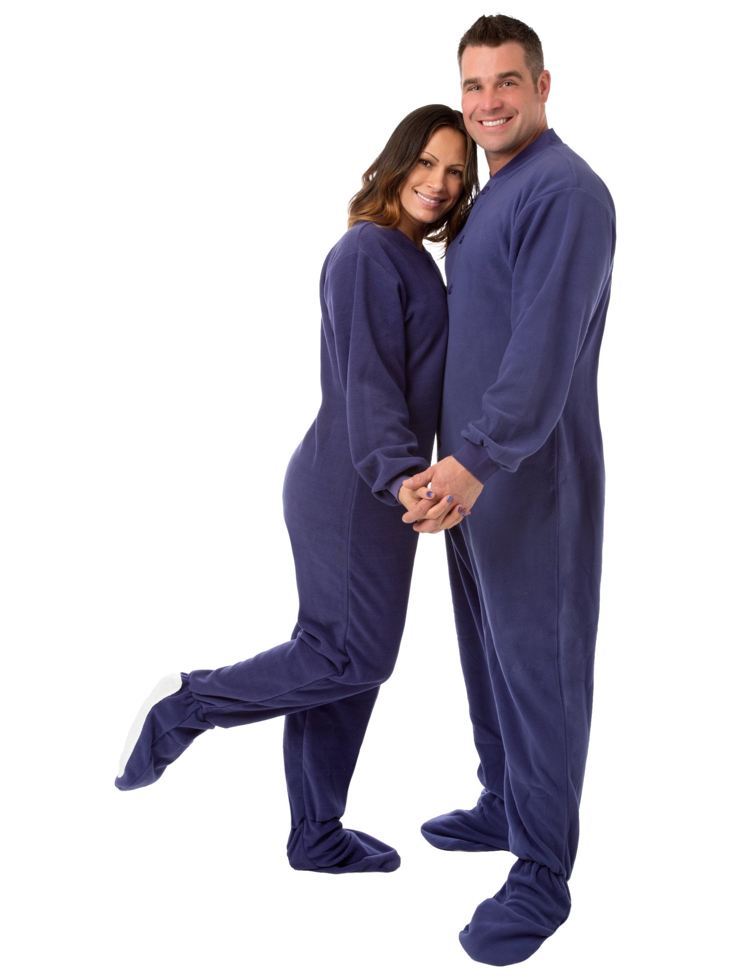 Big Feet Pjs Purple Micro Polar Fleece Adult Footed Pajamas Sleeper
