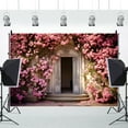 SUNOLIFE Pink Rose Floral Wall Backdrop Banner Wedding Castle Photo ...