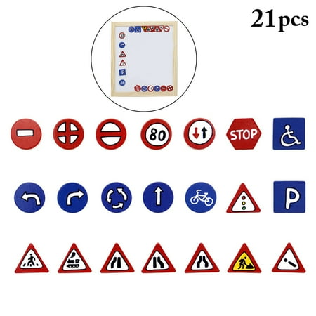 1 Set Traffic Sign Magnet Wood Educational Fridge Magnet Teaching Prop ...