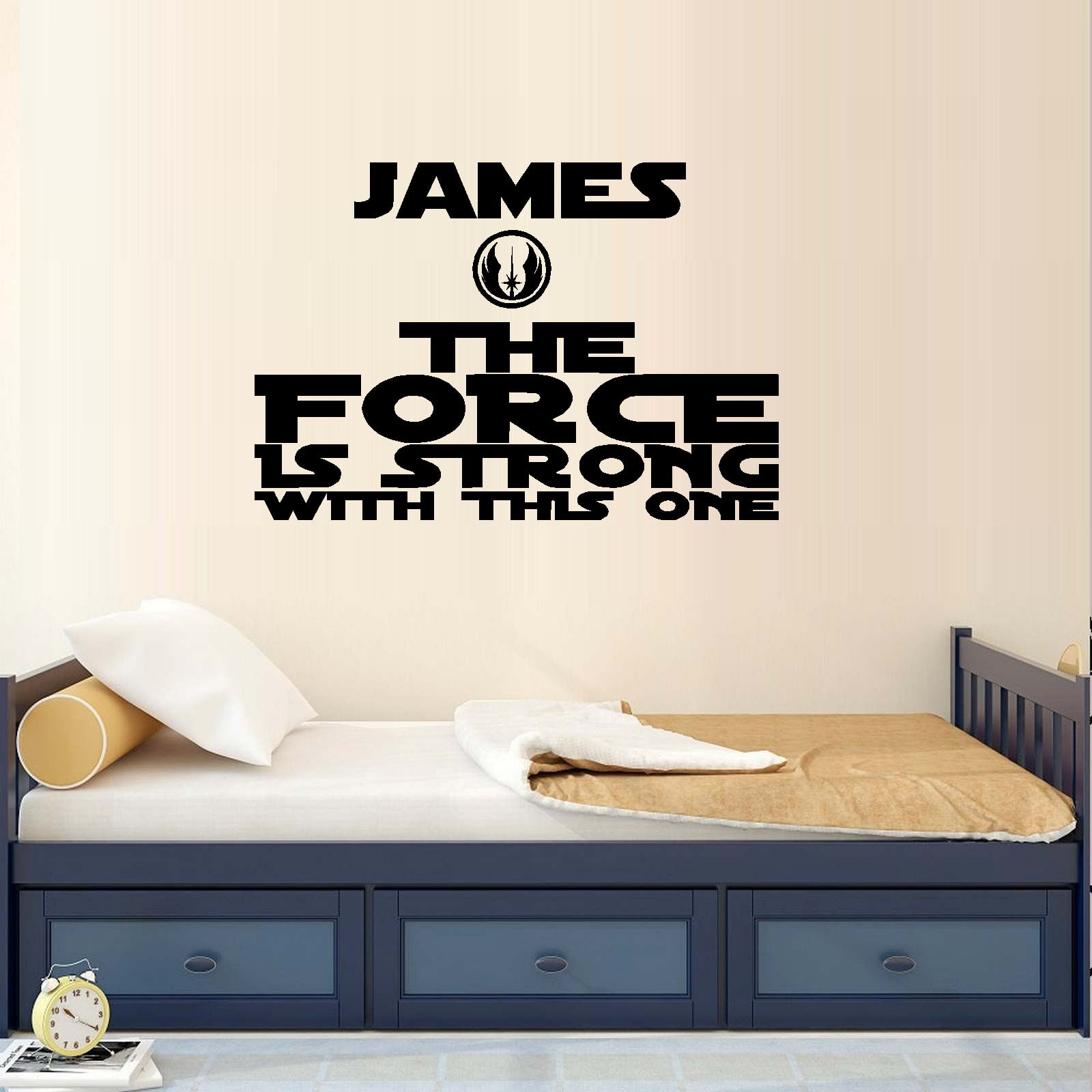 Decal ~ The Force is Strong with This one ( Custom Name ) BLK 20" x 30 ...