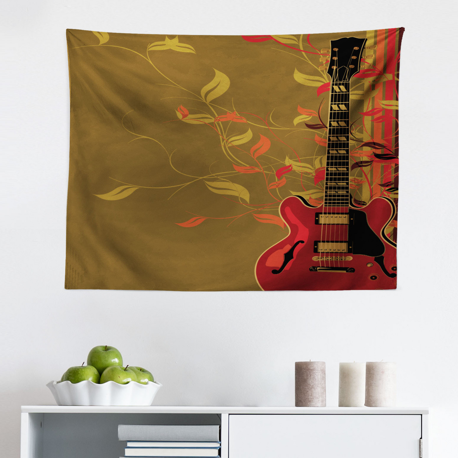 Guitar Tapestry, Cool Electric Instrument with Hot and Punk Style Tunes ...