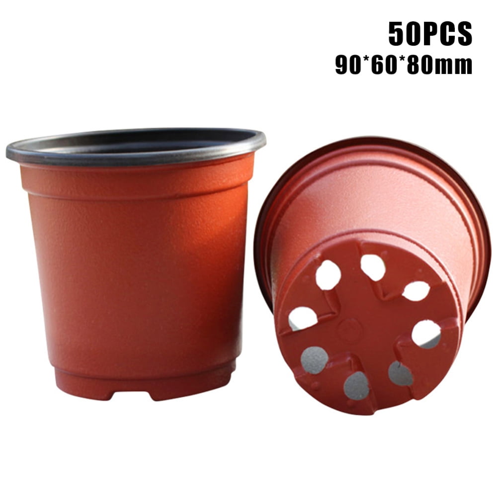 50 Pcs Plastic Nursery Pot Double Color Plant Seedling Holder Raising ...