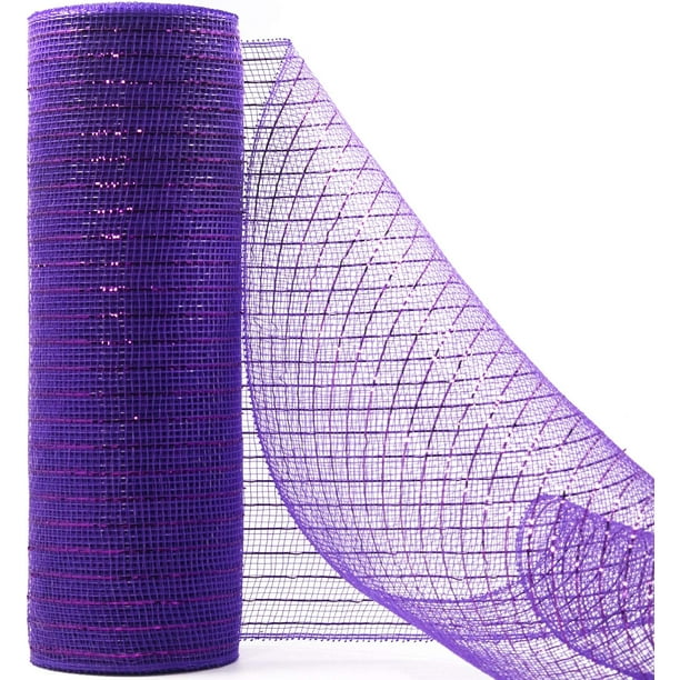 Deco Mesh 10 inch x 10 Yards Each Roll, Set of 2 Purple Metallic Foil ...