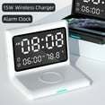 Alarm Clocks Wireless Charging Large Display Mirror Electronic Clocks ...