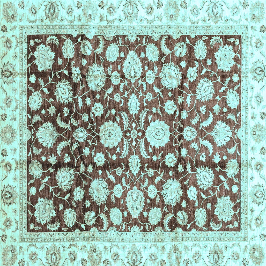 Ahgly Company Indoor Square Oriental Light Blue Traditional Area Rugs ...