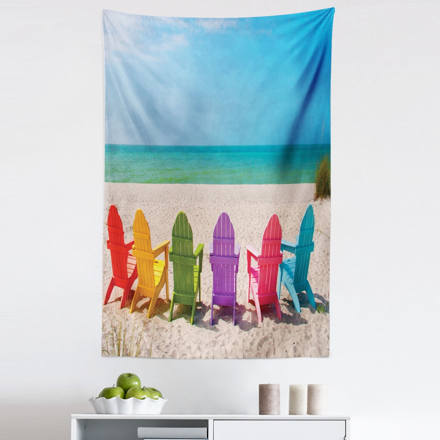 Summer Tapestry, Seascape Panorama with Adroable Colorful Painted ...