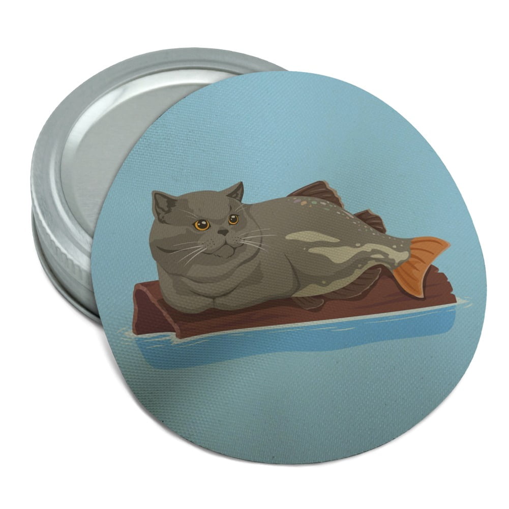 Catfish Mercat Cat Mermaid Sitting On Log Round Rubber Non-Slip Jar ...