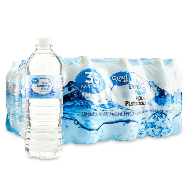 Great Value Agua purificada, 16.9 fl oz, 35pk - Walmart.com