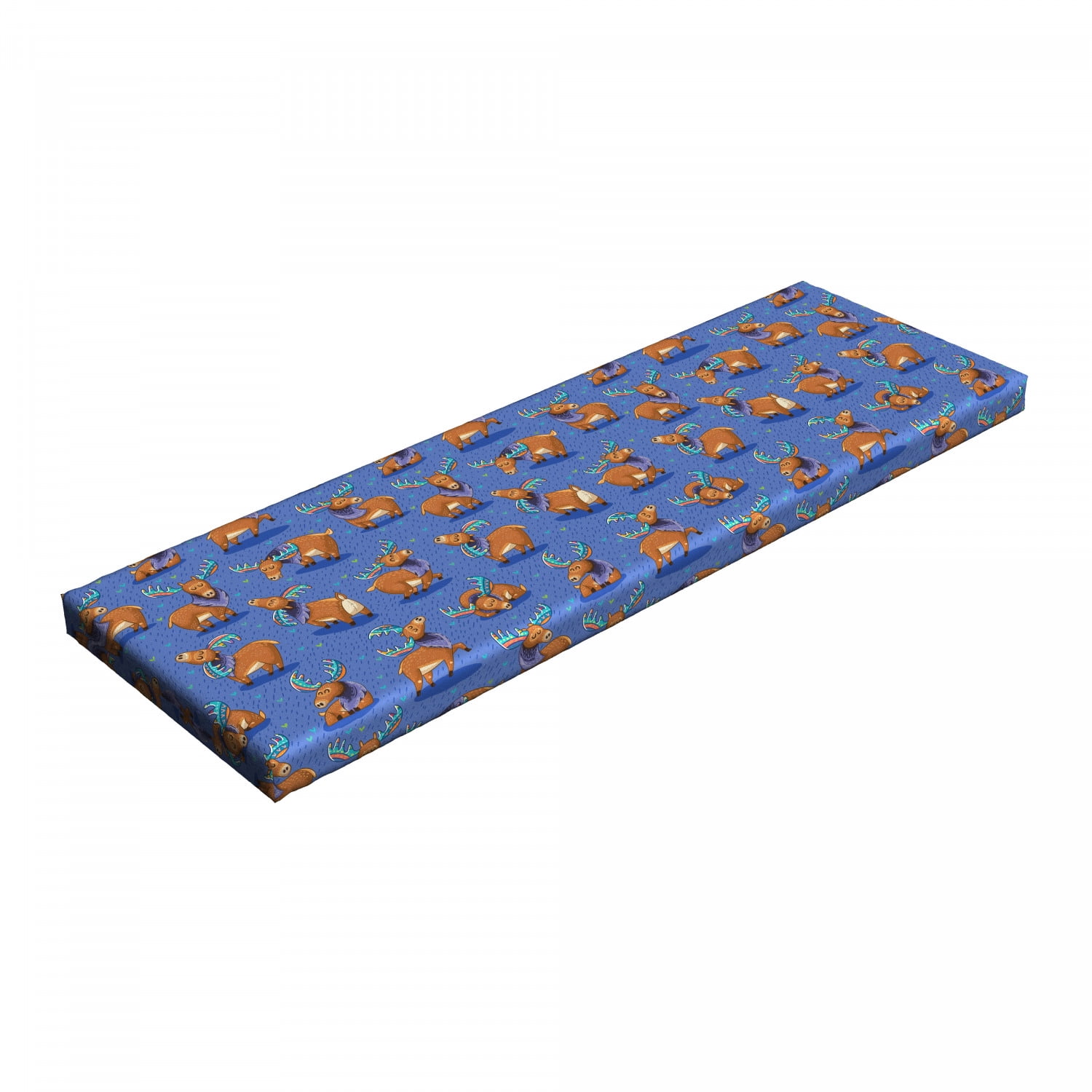 Moose Bench Pad, Hand Drawn Style Funny Cartoon Characters Elks with ...