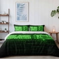 Art Gaming Icons Duvet Cover Set King Size, Multi Panel Neon Letter ...