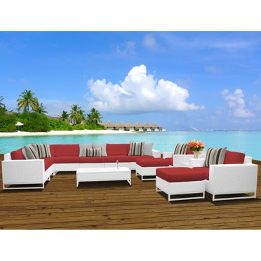 TK Classics Miami Wicker 7 Piece Patio Conversation Set with Ottomans ...