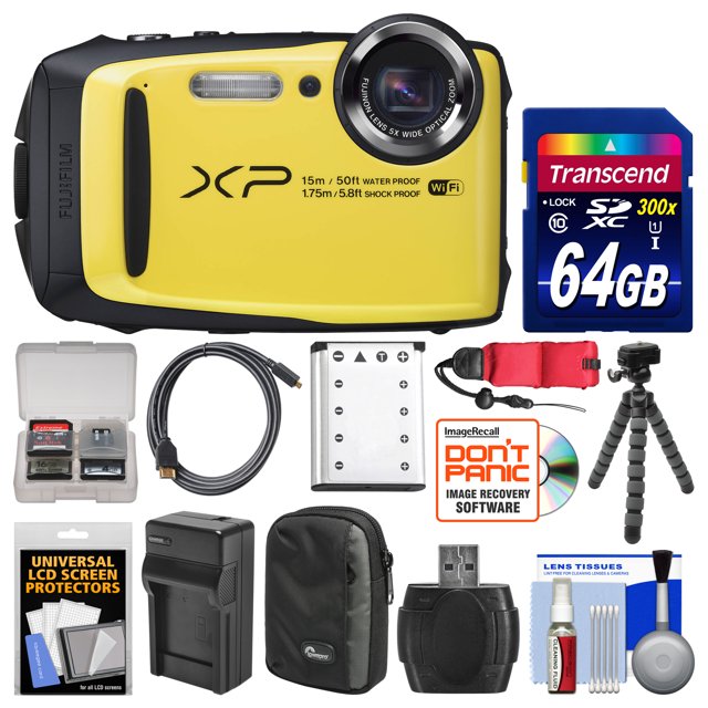 Fujifilm FinePix XP90 Shock & Waterproof Wi-Fi Digital Camera with 64GB Card + Case + Battery ...