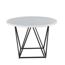 Ramona Mid-Century Modern White Marble Top Round Dining Table with ...