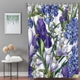 Bathroom Shower Curtain Watercolor Vintage Botanical Iris Waterproof ...