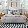 Upholstered Platform Bed Frame, Full Bed Frame with Vertical Channel ...