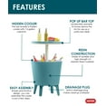 Keter Cool Bar and Side Table, Outdoor Patio, Teal, Insulated Ice ...