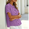 ClodeEU Women's Peter Pan Collar Short Sleeve Button Down Blouse,Casual ...