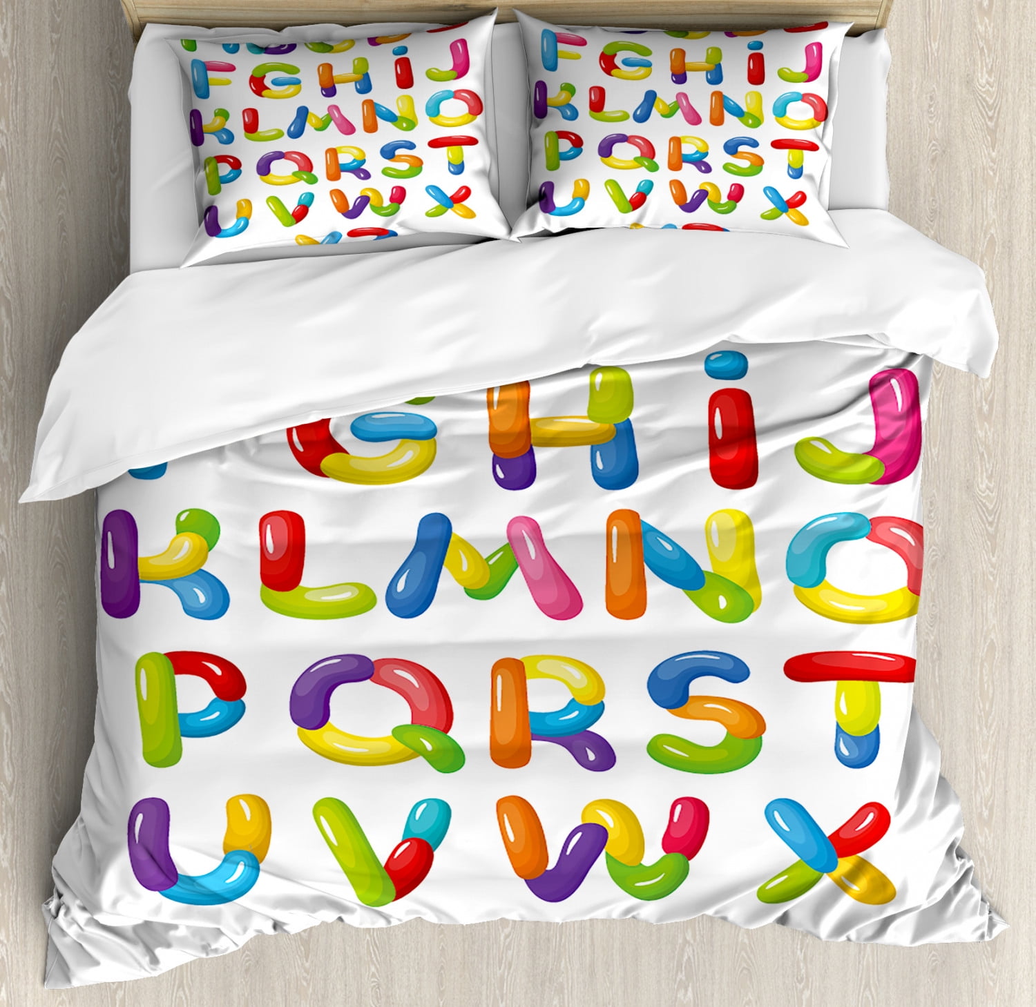 Letters King Size Duvet Cover Set, Colorful Letters Kids Children ...