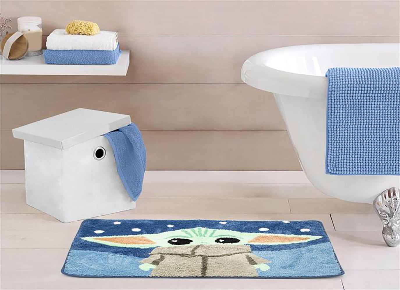 Star Wars Mandalorian Baby Yoda 20"x30" Blue Bath Rug, 100% Microfiber ...