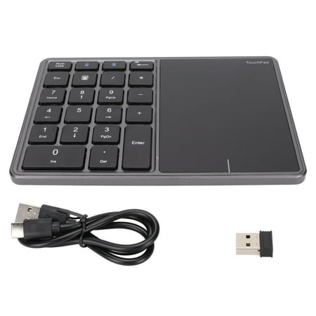 Wireless Numeric Keypad, Numeric Keypad With Touchpad 7.5 Degree Angle ABS Material 10m Wireless ...