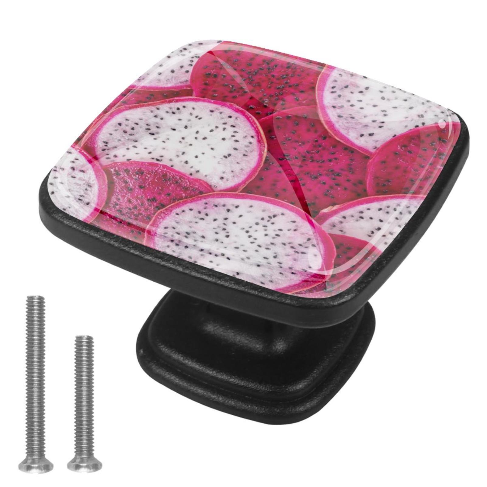 4 Pcs Cabinet Handle Drawer Pulls Dragon Fruit Knobs with Screws Square ...
