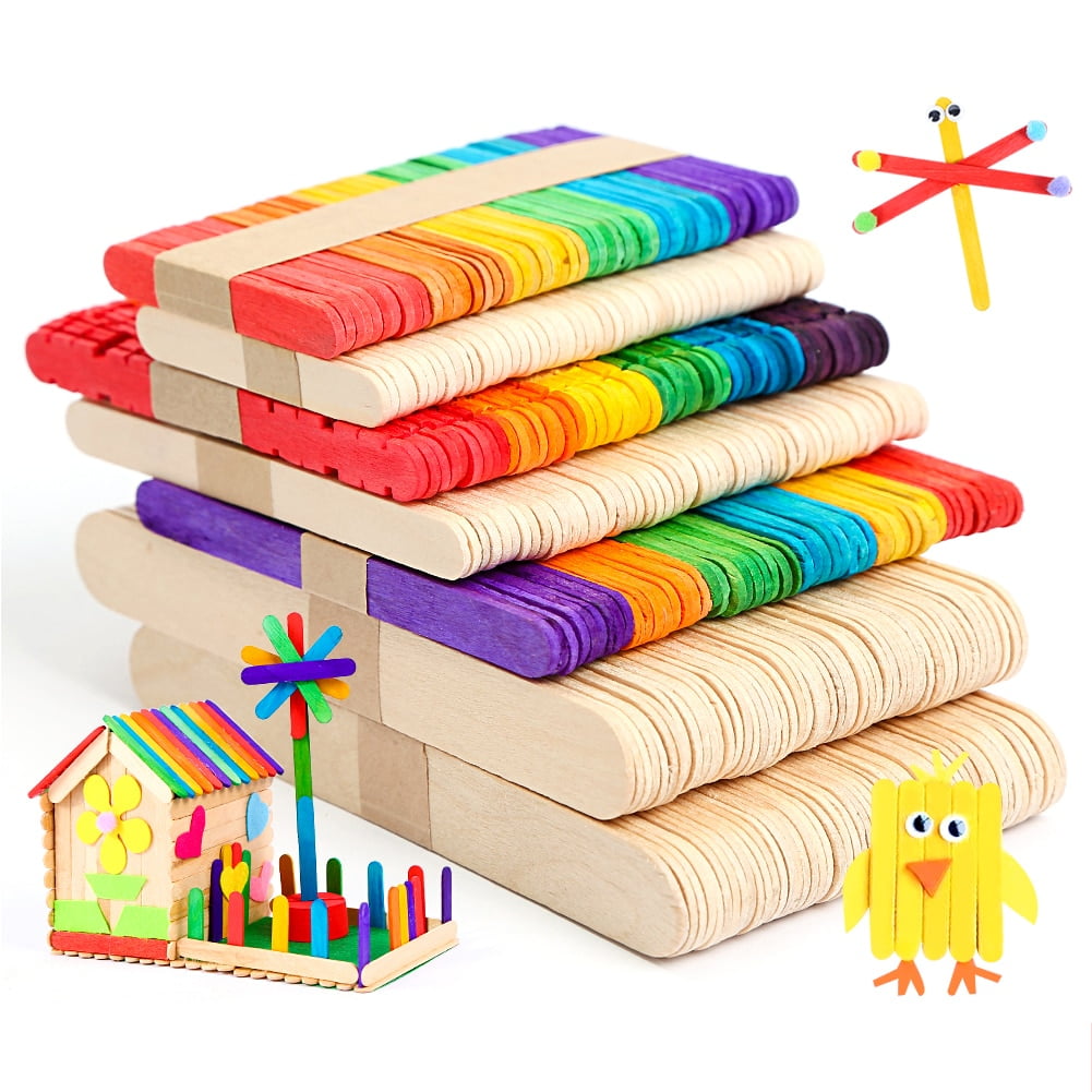 Visland 100PCS Popsicle Sticks Wooden Craft Stick DIY Children's ...