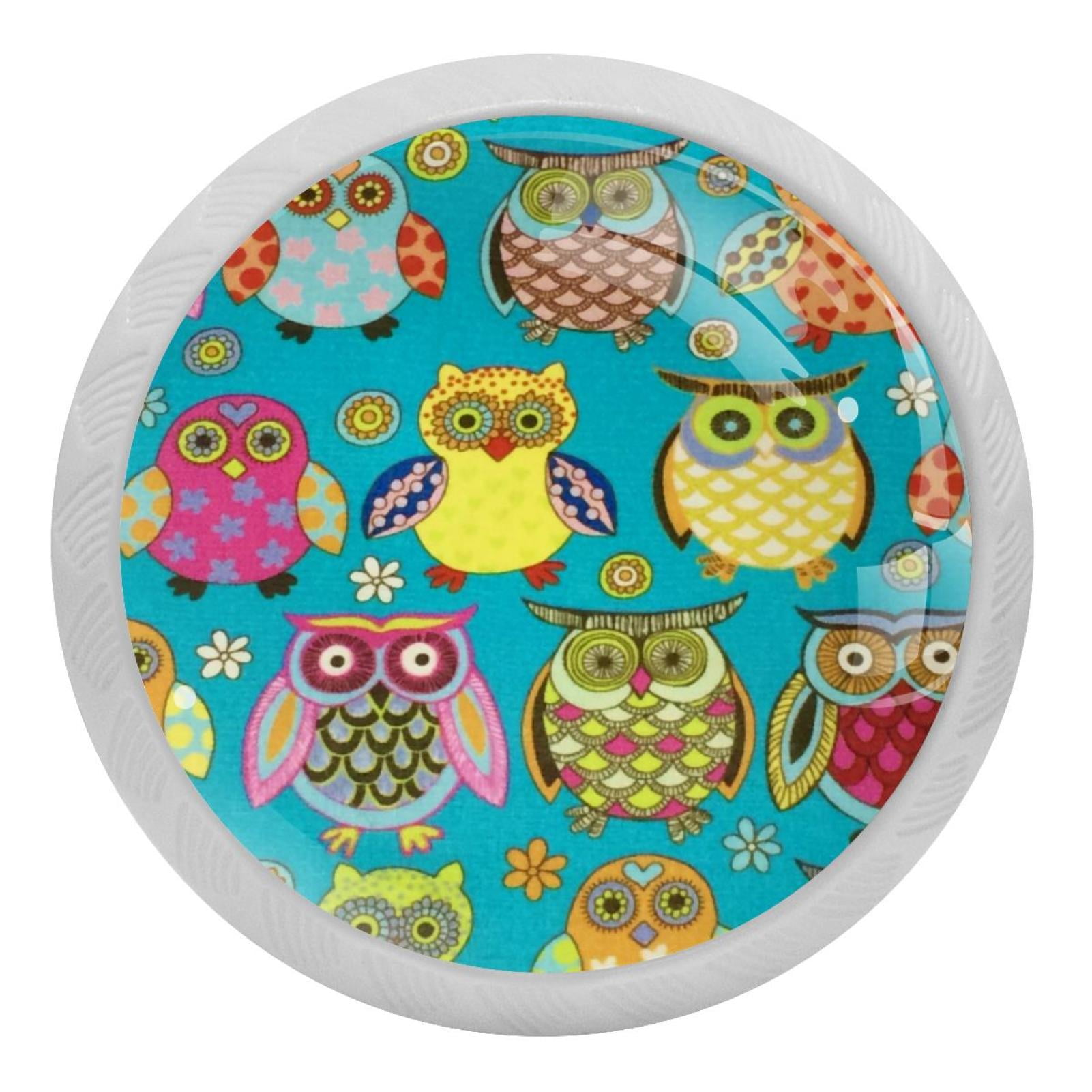 4PCS Round Owl Cabinet Fluorescence Knob Glowing in the Dark Furniture ...