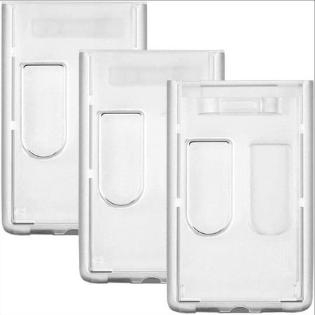 Xizioo 2 Card Badge Holders Heavy Duty Frosted ID Credit Card Protector ...
