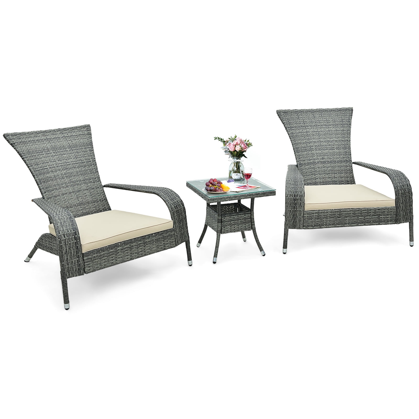 Click here for Patiojoy 3-Piece Wicker Adirondack Set Ergonomic O... prices