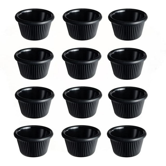 Truecraftware - Set of 12- Plastic 2 oz. Fluted Ramekin Black Color ...