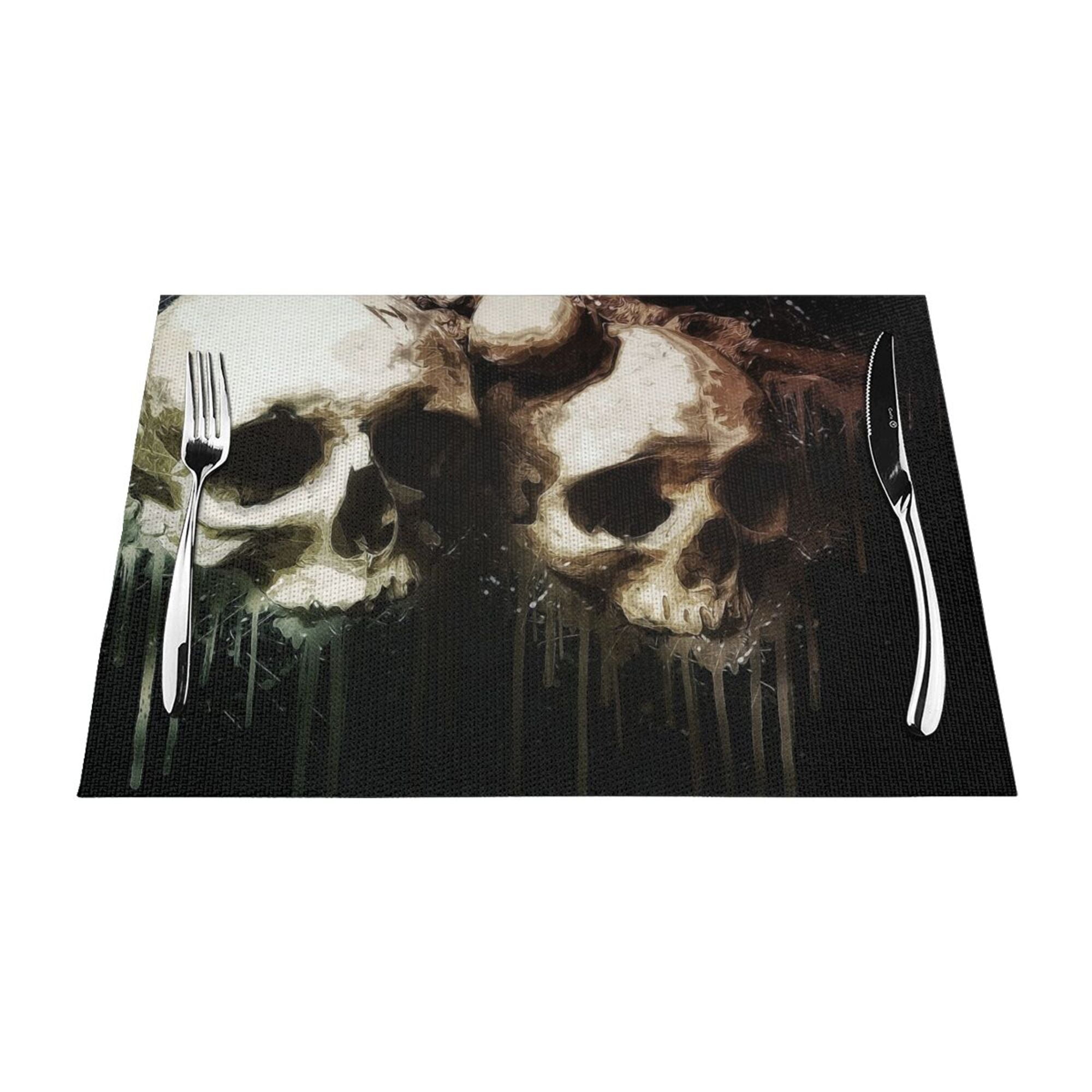 XMXY Woven Placemats Set of 4 PCS, Skulls Bones Skulls Table Mats ...