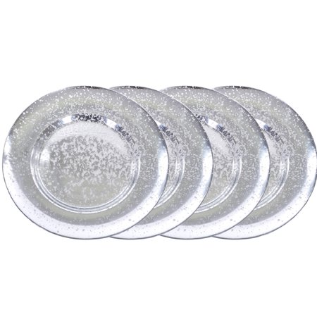 Koyal Wholesale Antique Mercury Glass Charger Plates, Bulk Set of 4 ...