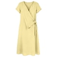 HOMBOM Maxi Dresses for Women Shift Spring Belted V-Neck Everyday ...