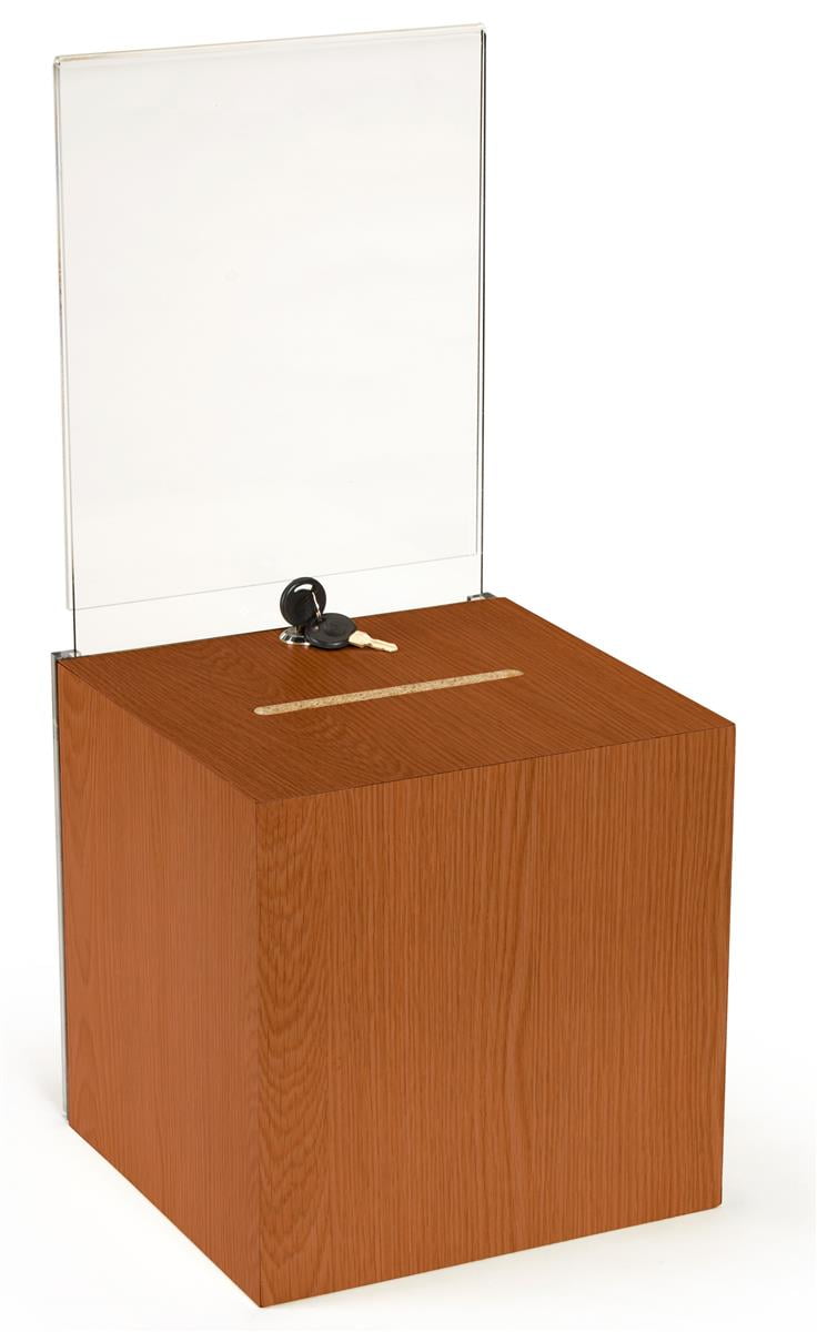 Wooden Ballot Box Suggestion Box with Key Lock, 8.5 x 11 inch Sign ...