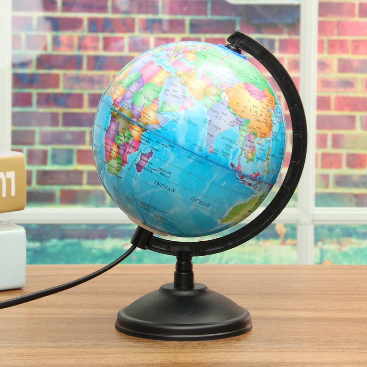 25CM LED World Map Globe Desk Lamp LED Night Light Home Bedroom Office ...