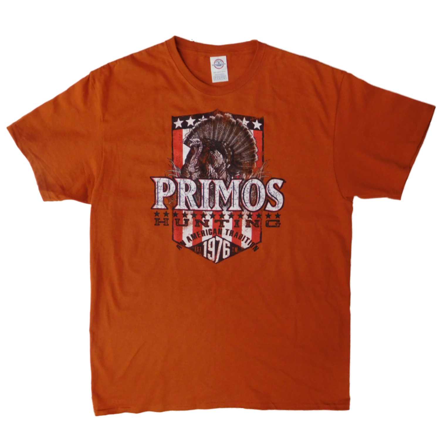 Primos Hunting Mens Orange American Tradition Tee T-Shirt Large ...