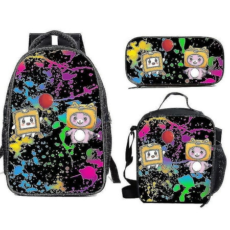 Lankybox Print School Bag Student Backpack Three Piece Backpack ...