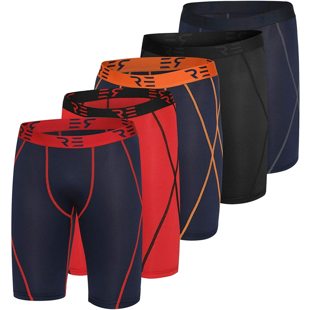 Real Essentials 5 Pack Mens Compression Shorts Men Quick Dry
