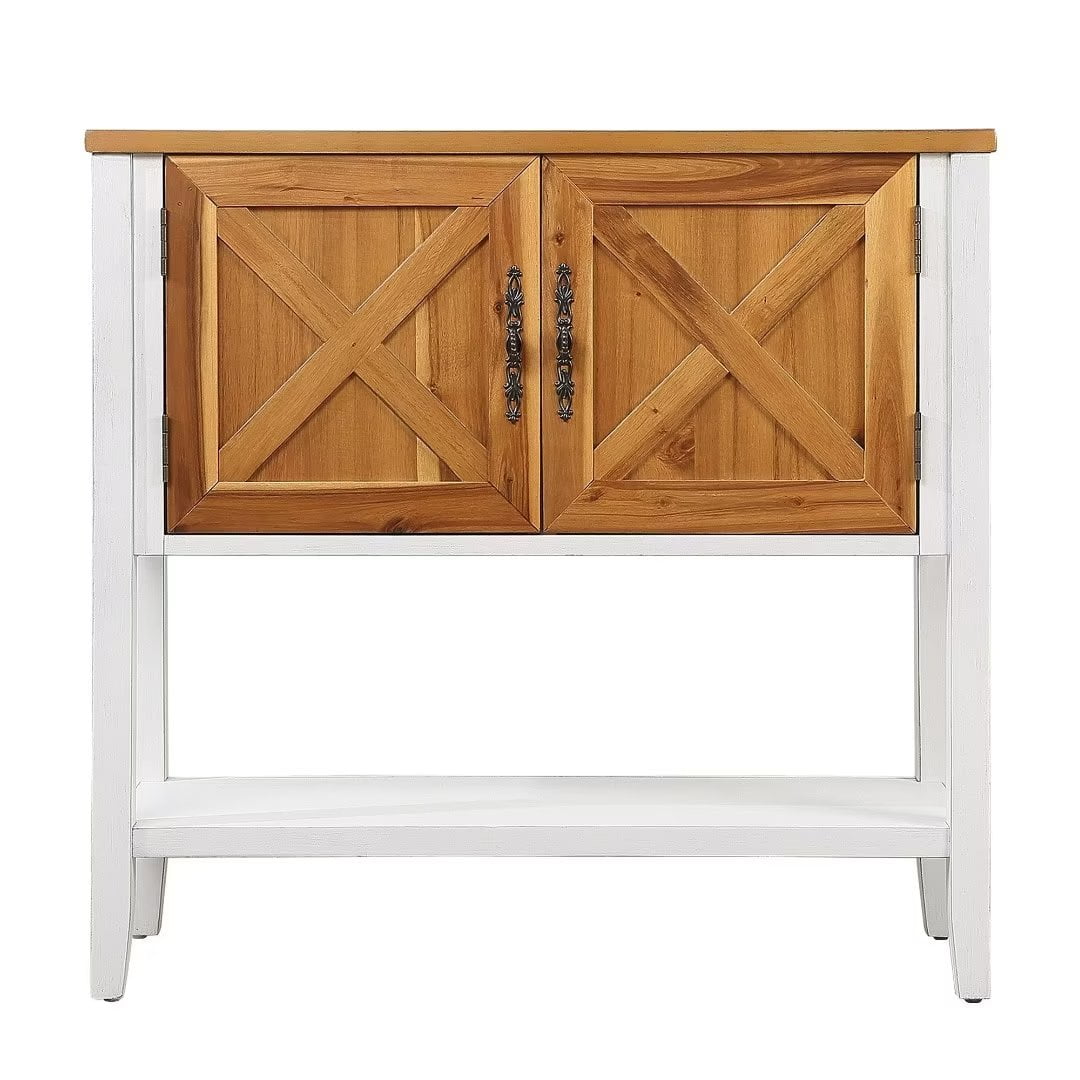 35''W Farmhouse Buffet Sideboard with Bottom Shelf and 2-Door Cabinet ...