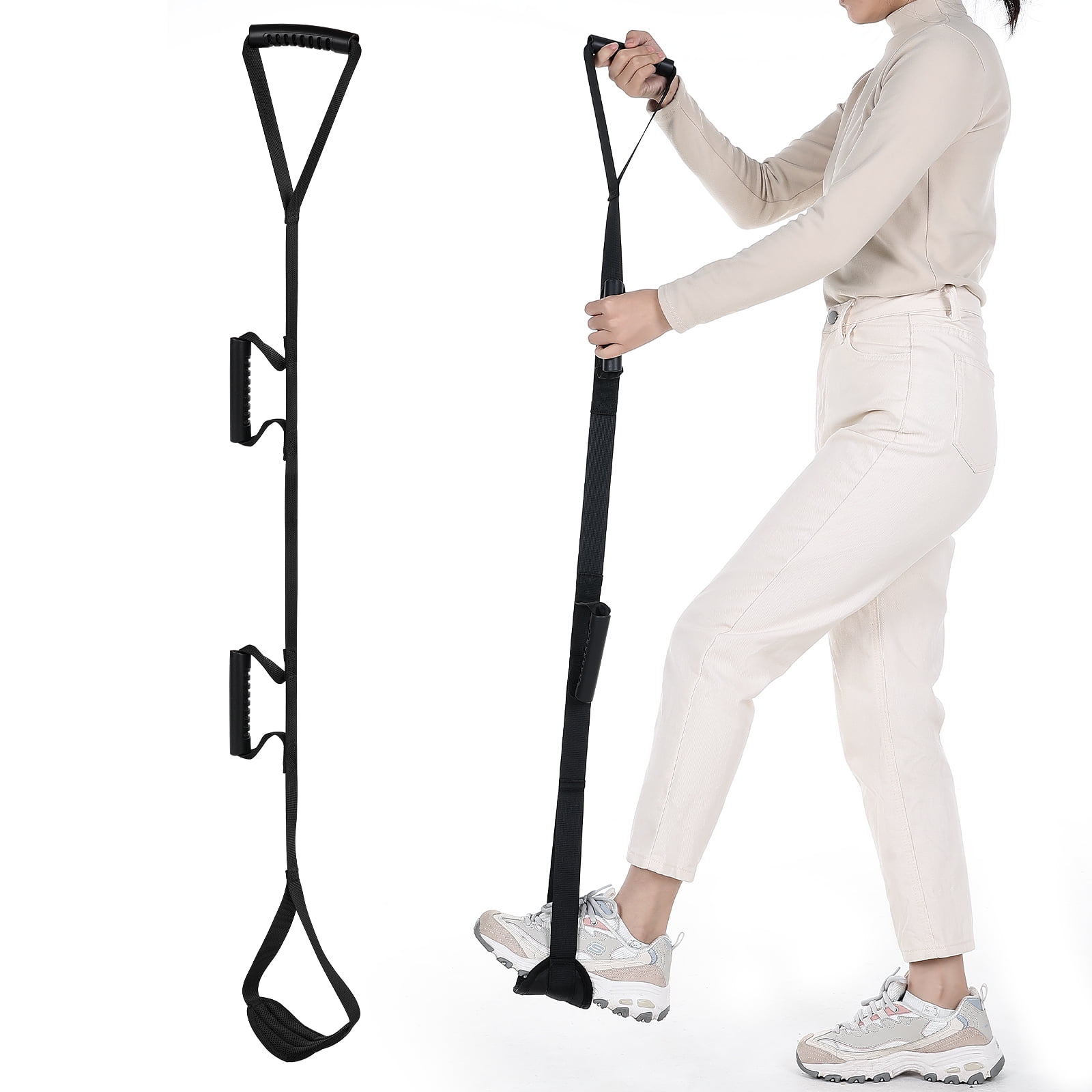 Leg Lifter Strap 42 in Rigid Hand Strap Padded Foot Loop with 3 Hand ...
