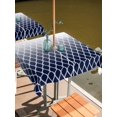 Abstract Art Square Outdoor Tablecloth with Umbrella Hole Classic Navy ...