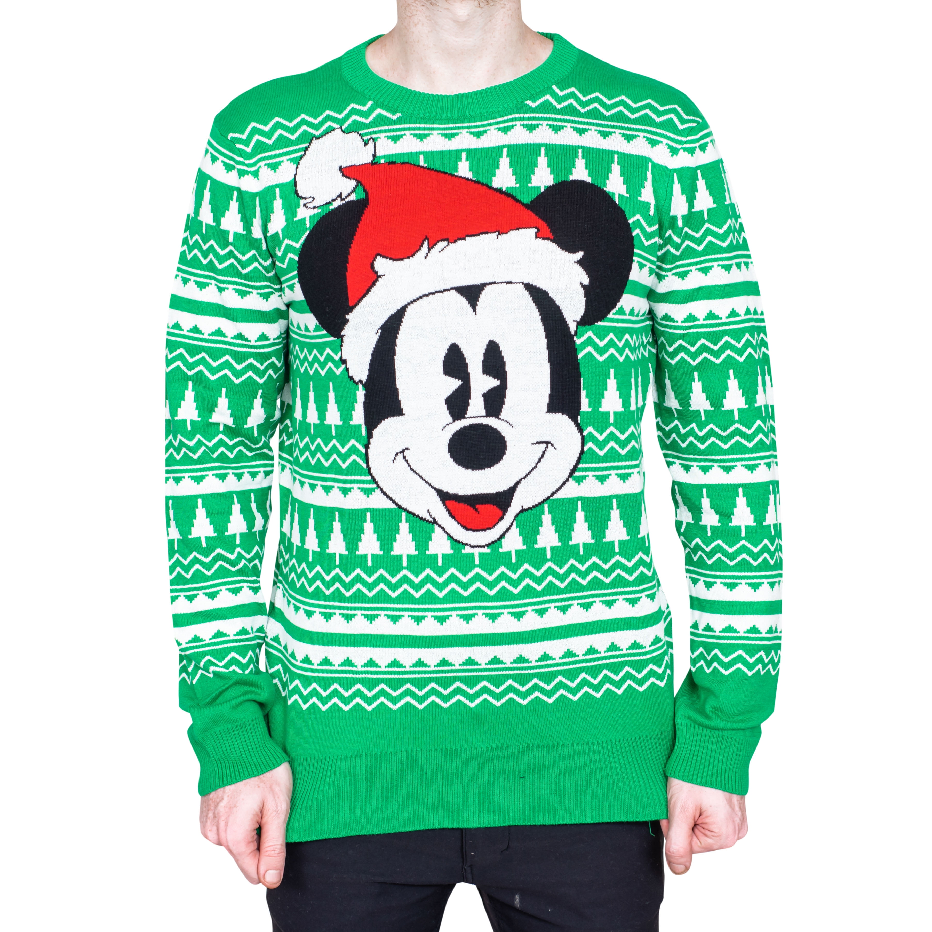 Mickey Mouse Santa Hat Big Face Ugly Christmas Sweater - Walmart.com