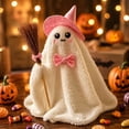 Halloween Cute Ghost Figurine Soft Velour Fuzzy Snow Flannel Plush ...