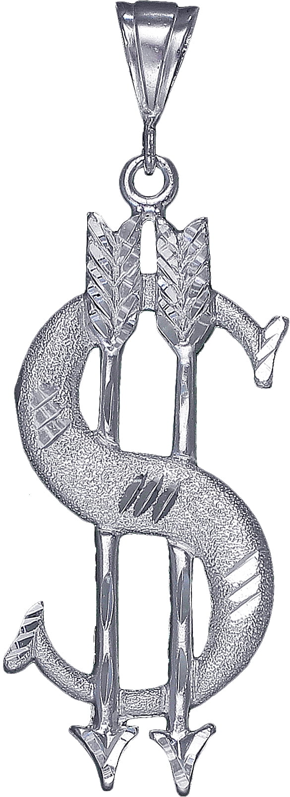 Large Sterling Silver Arrow Dollar Sign Charm Pendant Necklace 8 Grams ...