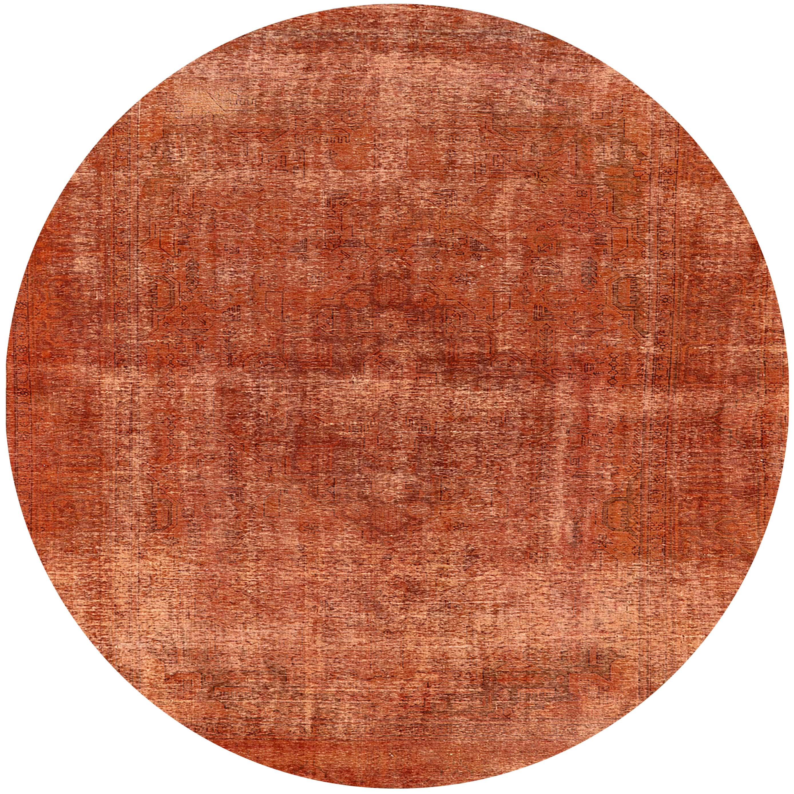 Ahgly Company Indoor Round Mid-Century Modern Bright Orange Oriental ...