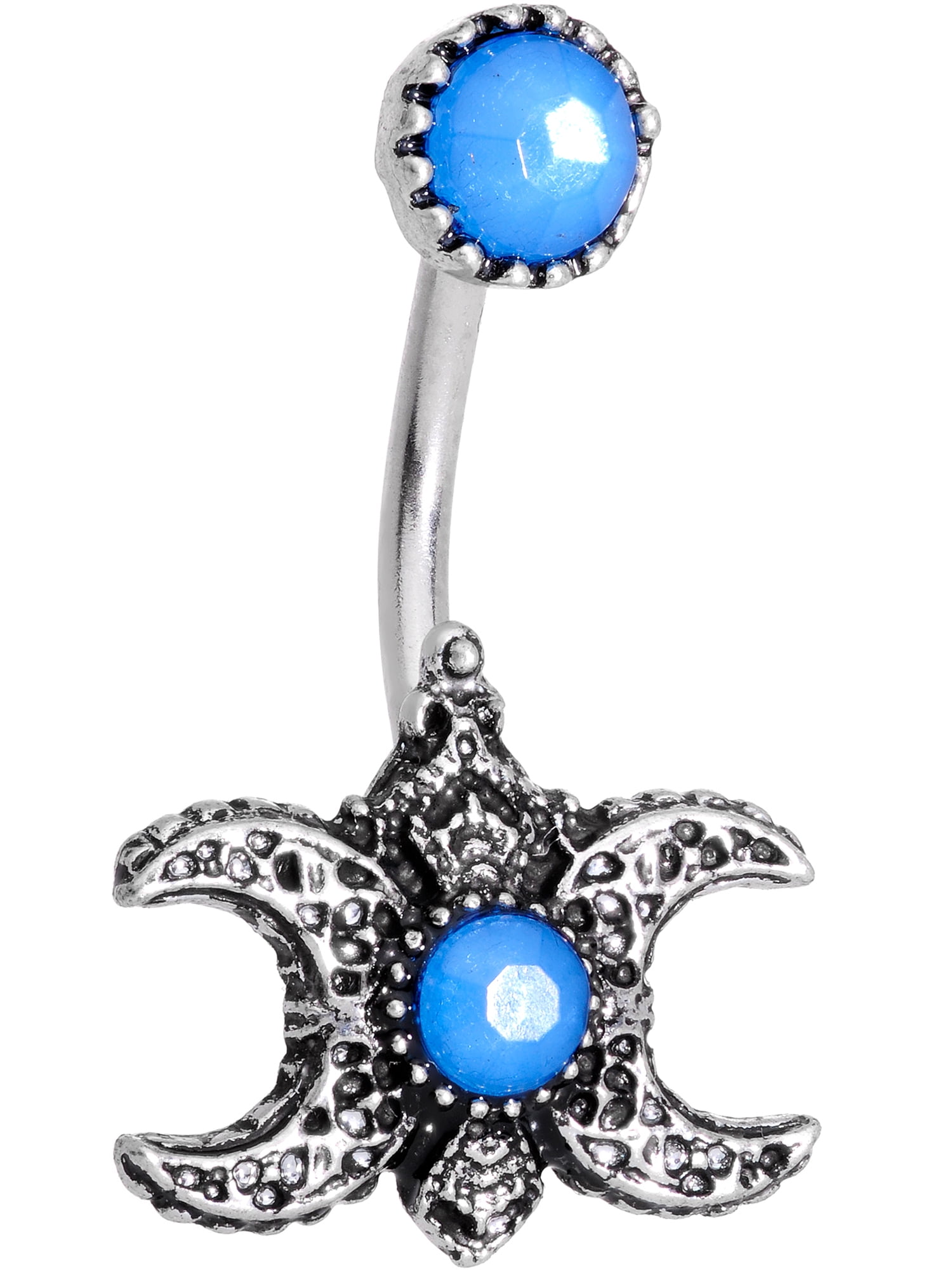 Body Candy 316L Stainless Steel Navel Ring Piercing Blue Accent Goddess ...