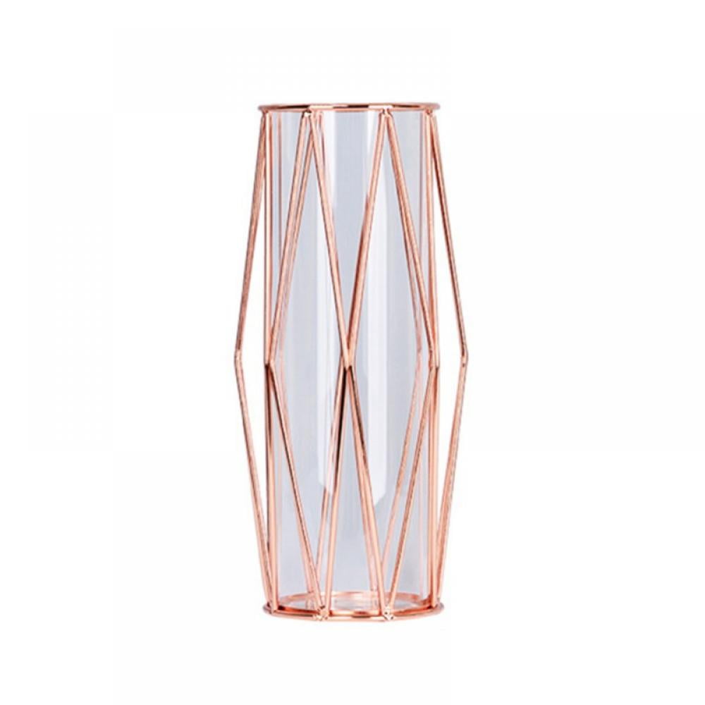 Desktop Glass Vase with Metal Frame,Modern Creative Vase Metal Flower ...
