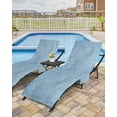 Lounge Chair Towel Cover Blue Linen Chaise Lounge Towel Cover with Side ...