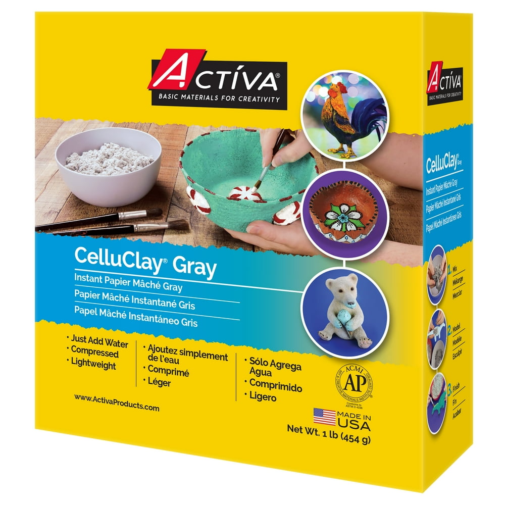 Activa CelluClay Instant Papier Mache, Gray, 1 lb. - Walmart.com ...