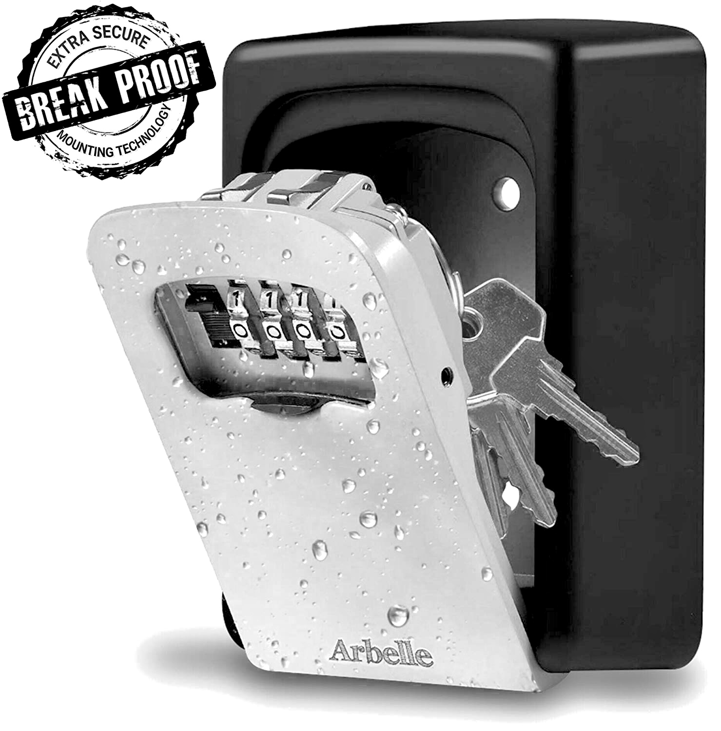 Key Lock Box Key Safe Sturdy Wall Mount Weather Proof Zinc Alloy Key ...